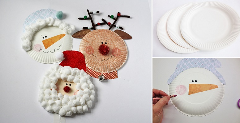 DIY Paper Plate Christmas Characters: Santa, Rudolph, Snowman | Home ...